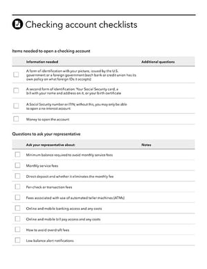 Checklist for Opening a Bank Account