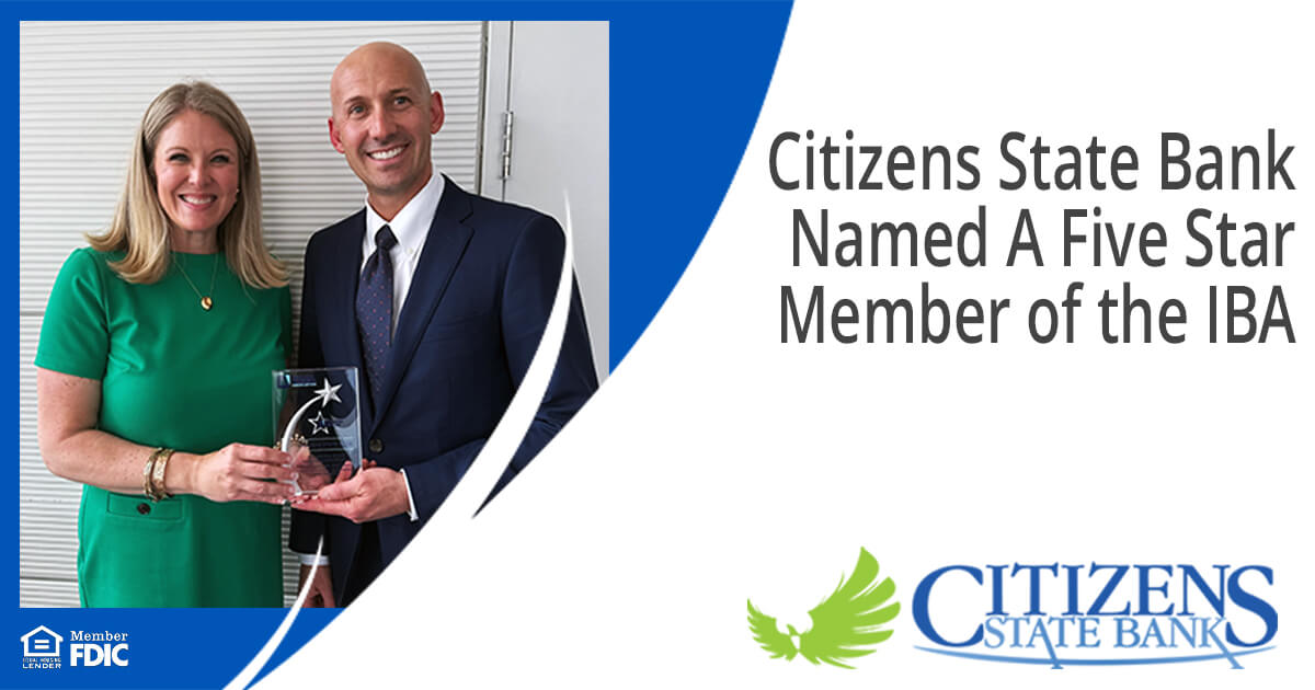Citizens State Bank Named Five Star Member of the IBA 2025